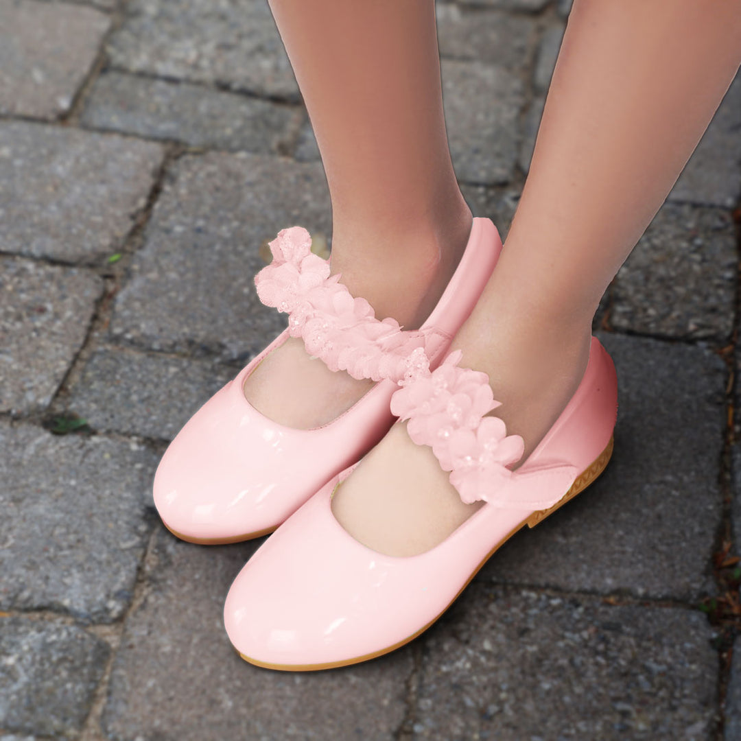 Girls Pink Shoes | Shop Lace Bead Shoes at Sara Dresses